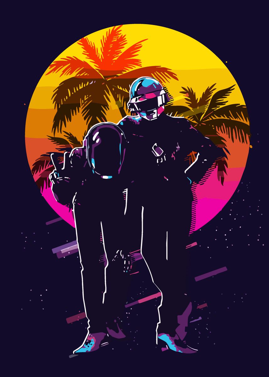 'Daft Punk Retro Art' Poster, picture, metal print, paint by ...