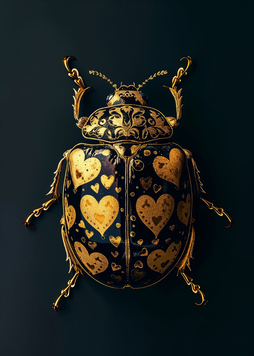 'Golden Heart Beetle' Poster, picture, metal print, paint by SuperNova ...