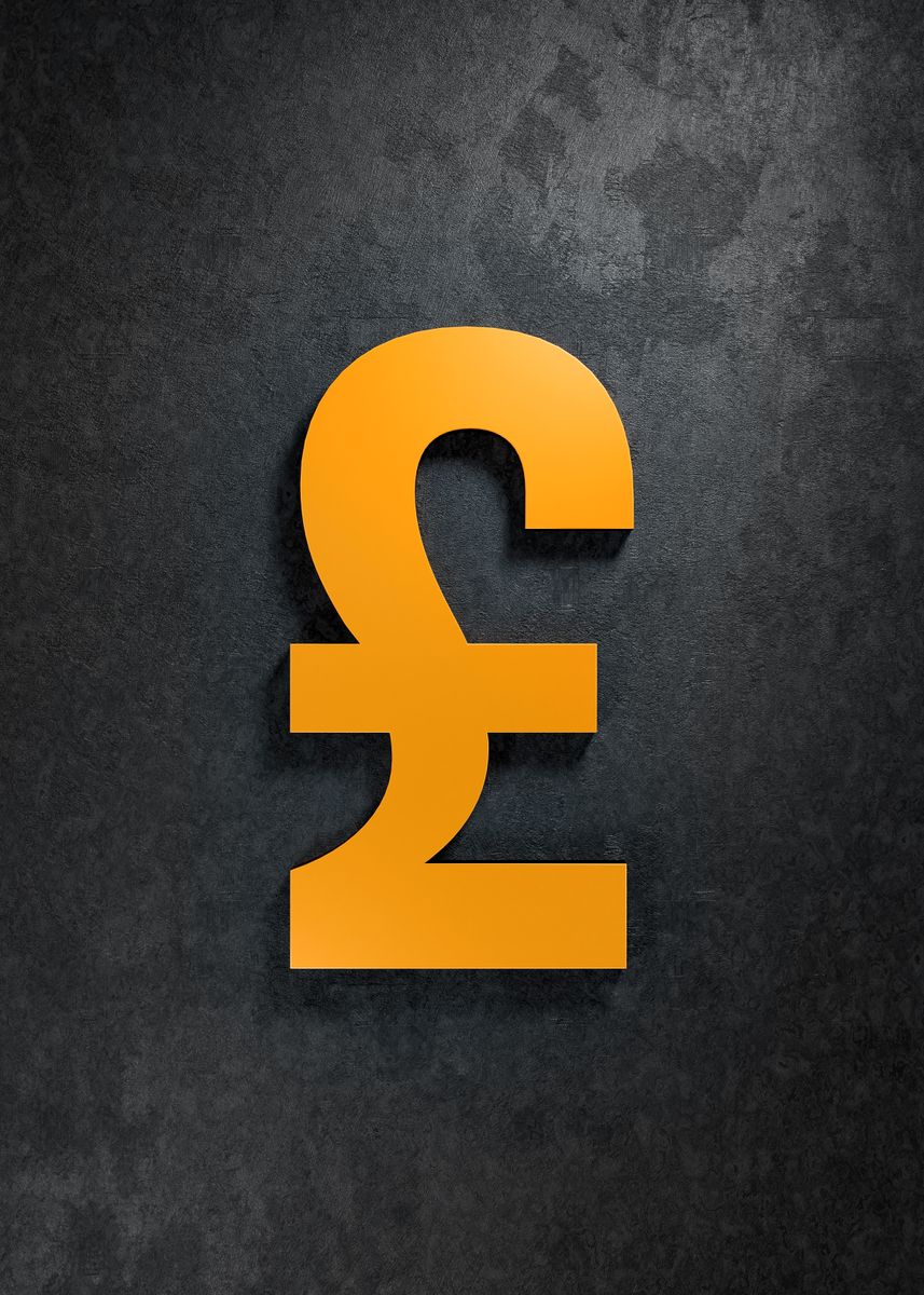 'British Pound Symbol on a dark rough background' Poster, picture ...