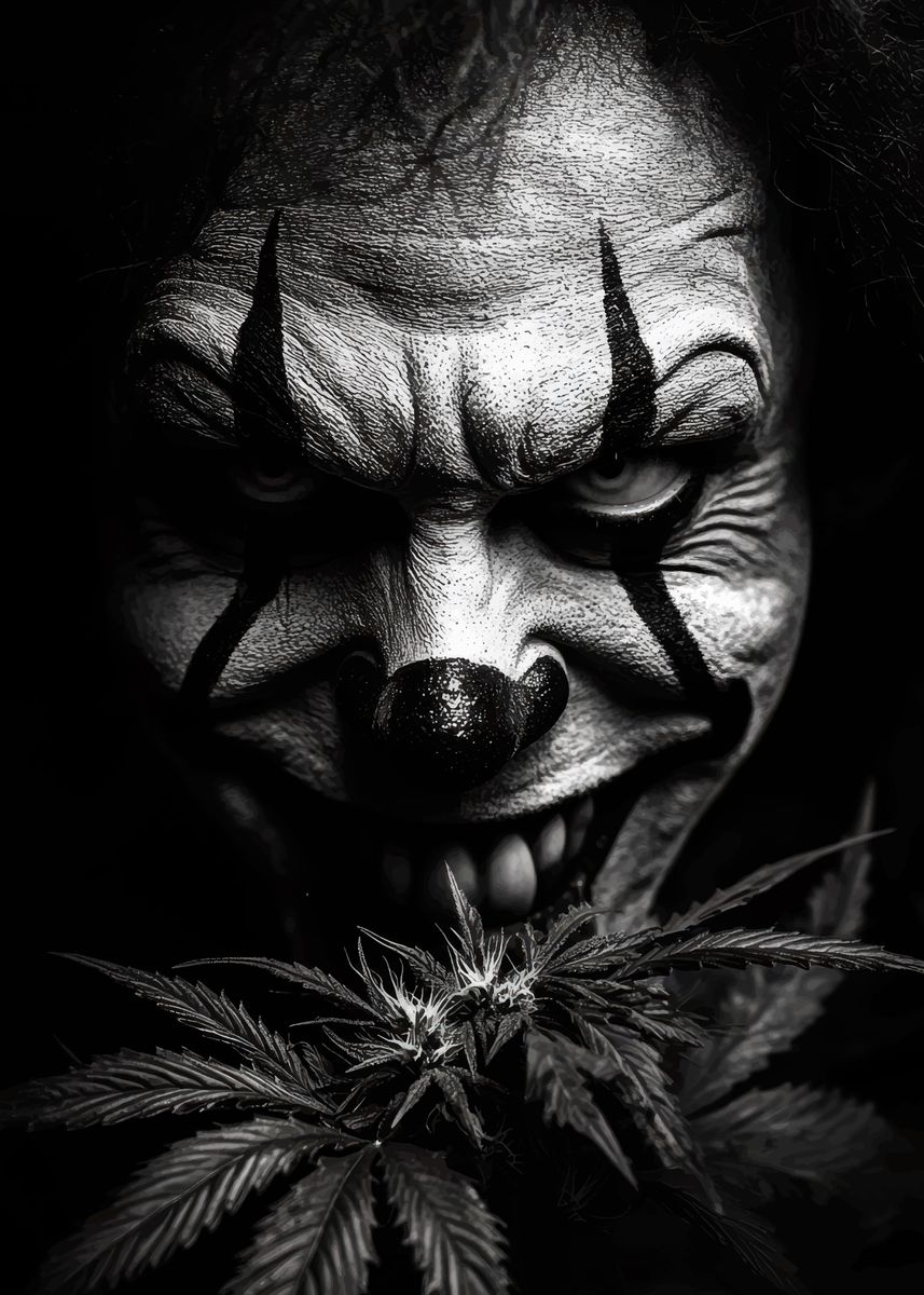 'Creepy Clown Weed' Poster, picture, metal print, paint by | Displate