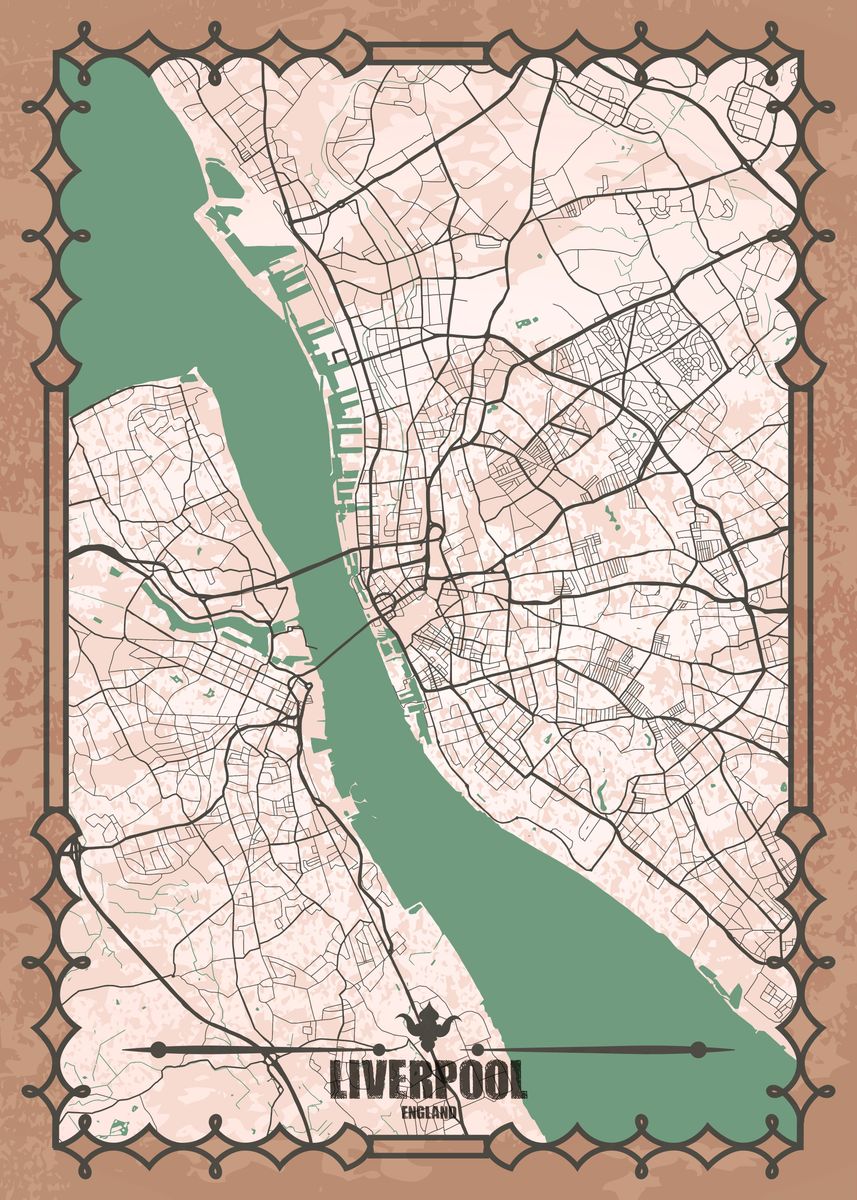 'Liverpool City Map' Poster, picture, metal print, paint by DE Maps ...