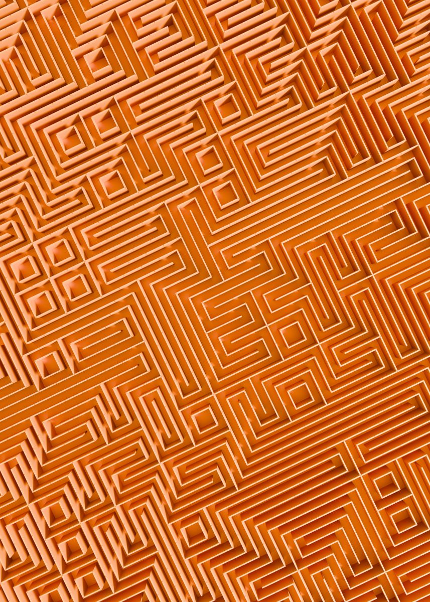 'Orange Maze Pattern' Poster, picture, metal print, paint by TorPix ...