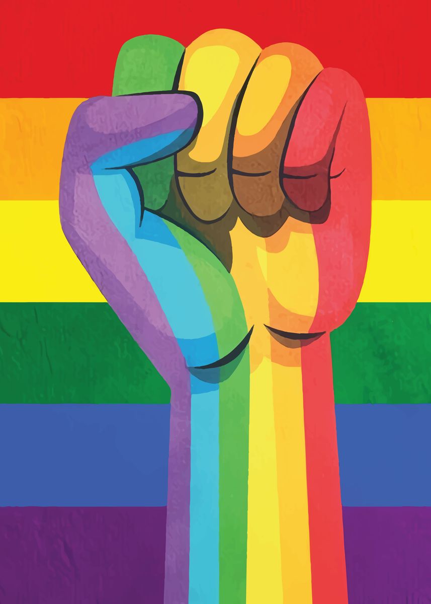'Rainbow Fist Pride' Poster, picture, metal print, paint by | Displate
