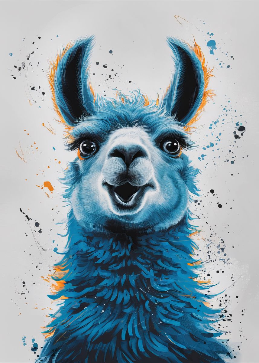 'Shocked Llama' Poster, picture, metal print, paint by Henning Seiffert ...