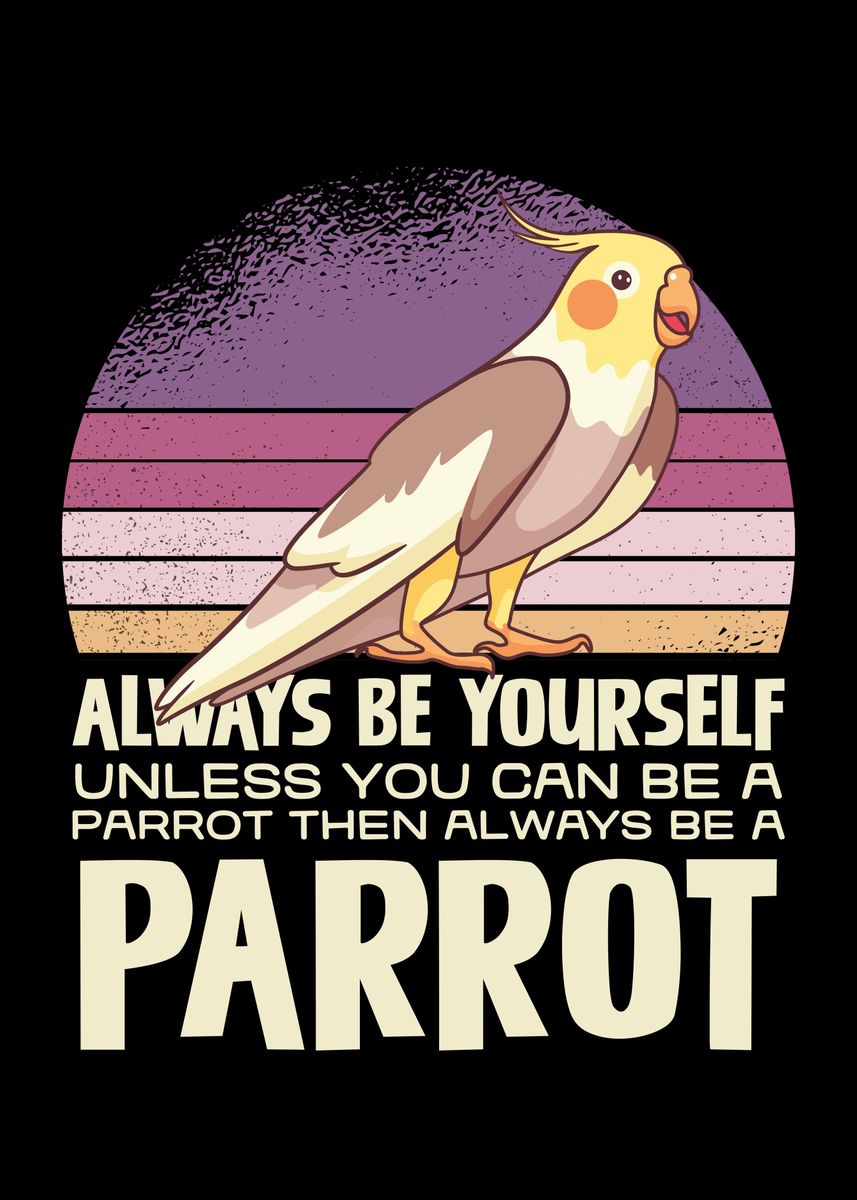 'Parrot Retro Design' Poster, picture, metal print, paint by ...