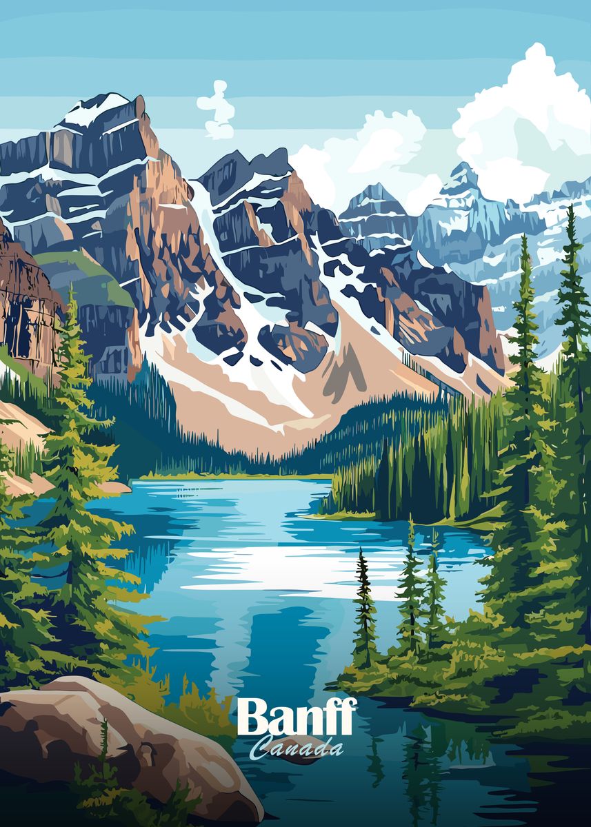'Banff National Park Landscape' Poster, picture, metal print, paint by ...