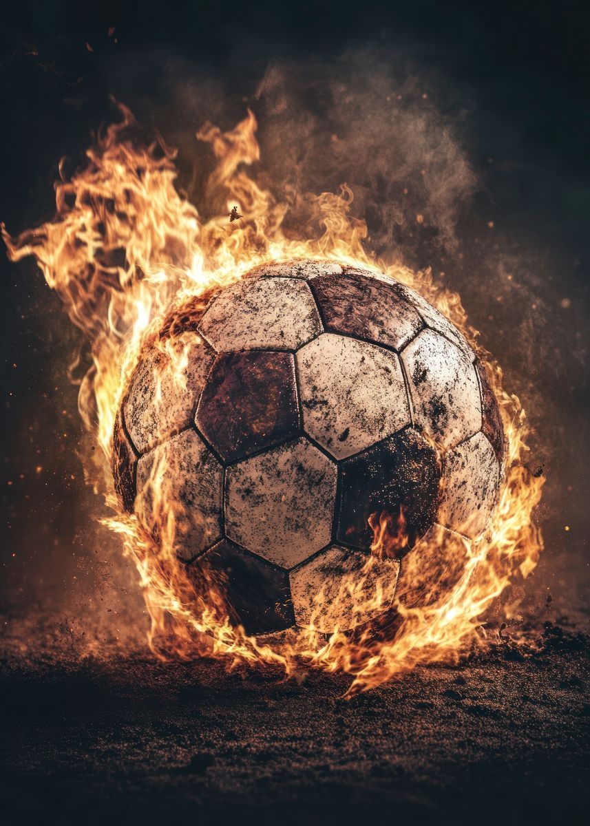 'Fiery Soccer Ball' Poster, picture, metal print, paint by Usama Design ...