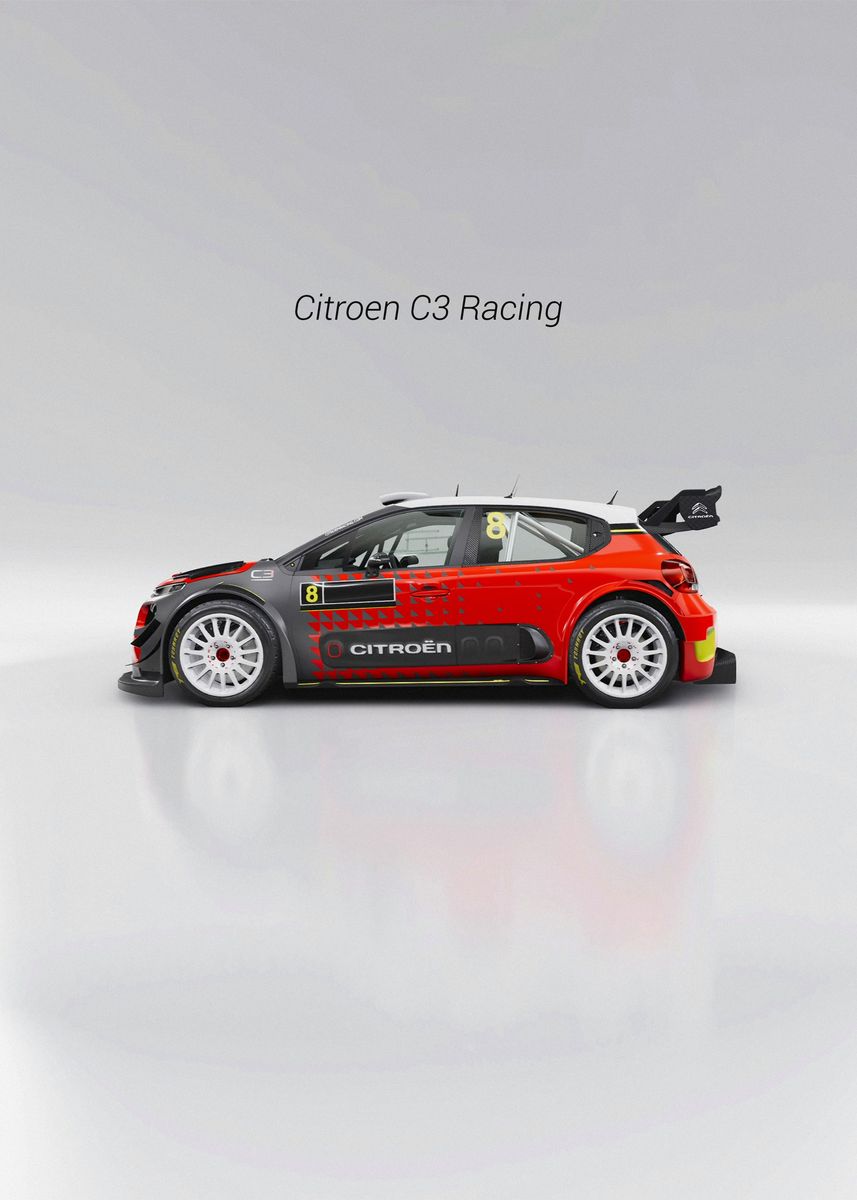 'Citroen C3 Racing Car' Poster, picture, metal print, paint by One Line ...