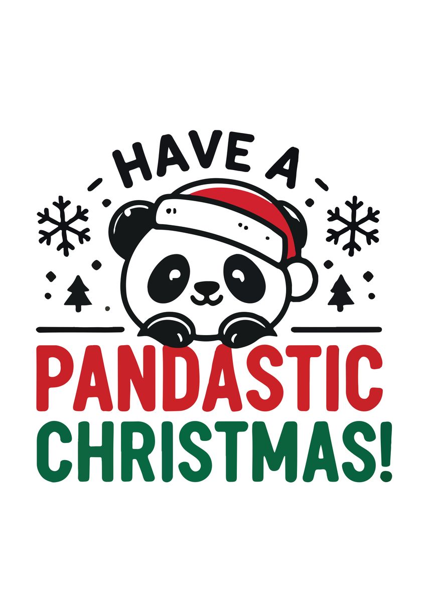 'Pandastic Christmas - Funny Panda Santa' Poster, picture, metal print ...
