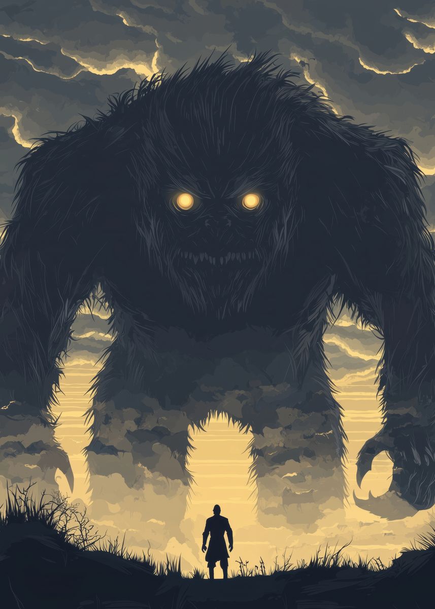 'Giant Monster in the Mist' Poster, picture, metal print, paint by PRX ...