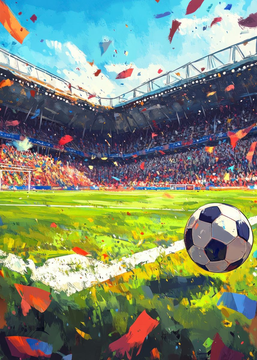 'Soccer Stadium Celebration' Poster, picture, metal print, paint by ...