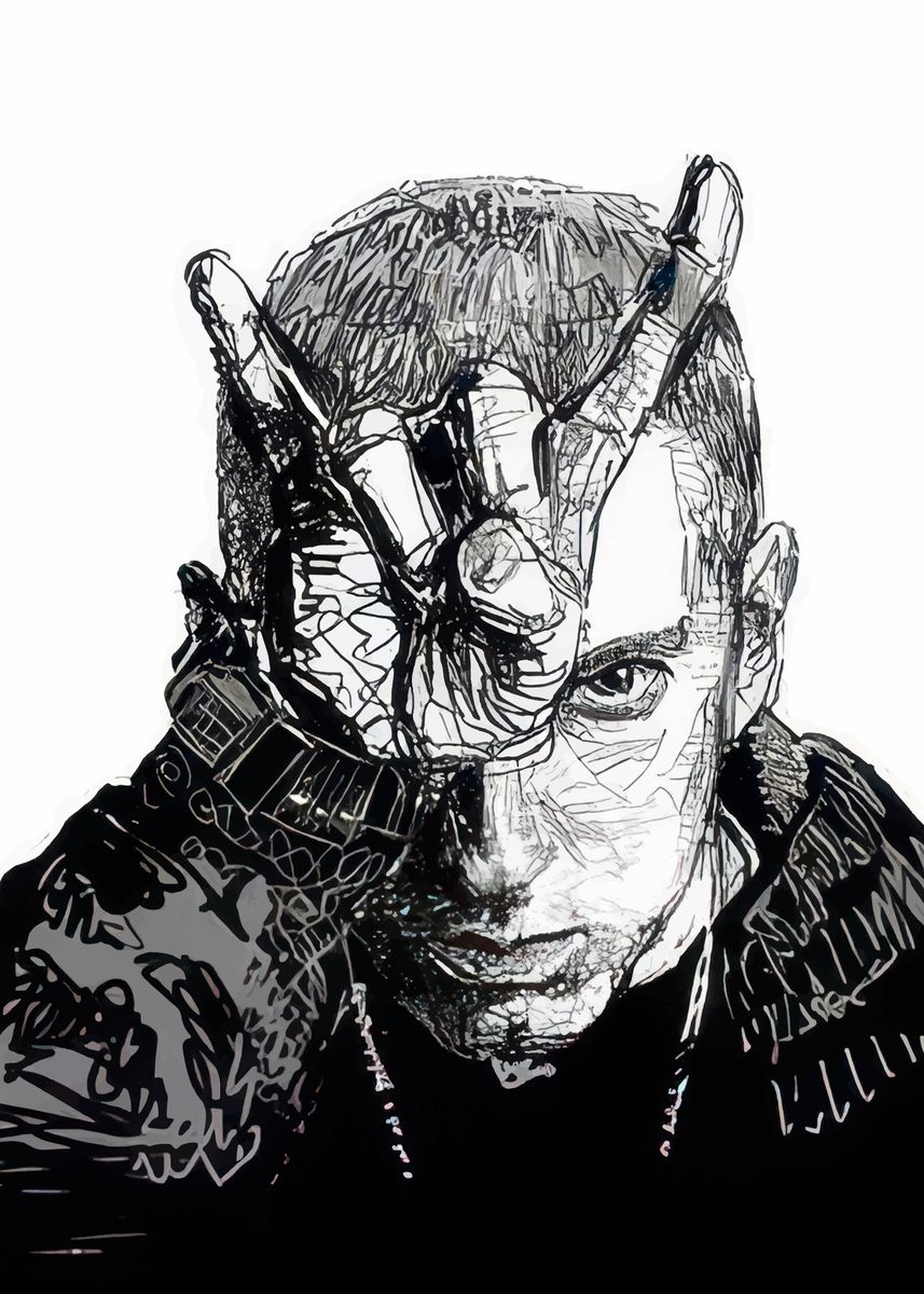'Eminem Black and White Portrait' Poster, picture, metal print, paint ...