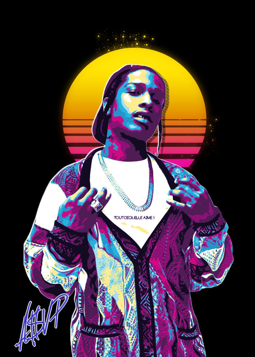 'A$AP Rocky Retro Art' Poster, picture, metal print, paint by maxmoen ...