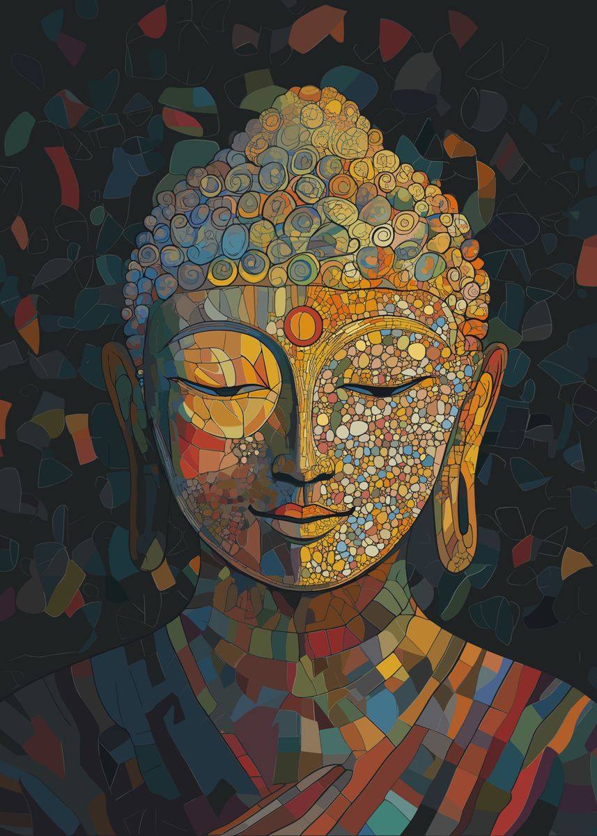 'Buddha Cubism Mosaic Art' Poster, picture, metal print, paint by Omar ...