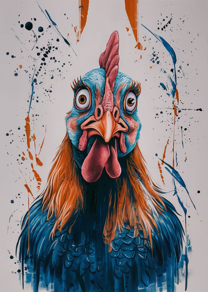 'Surprised Rooster' Poster, picture, metal print, paint by Henning ...