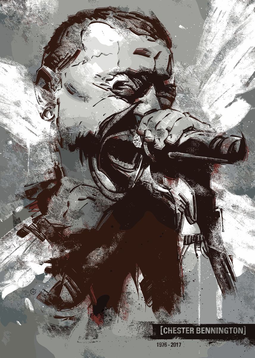 'Chester Bennington Portrait' Poster, picture, metal print, paint by VisionPrint | Displate