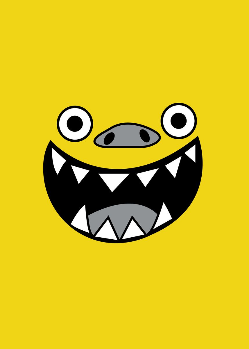 'Smiling Monster Face' Poster, picture, metal print, paint by Waleed ...