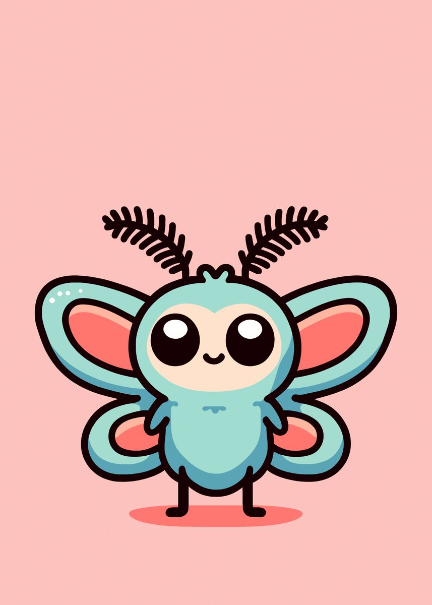 'Cute Smiling Moth' Poster, picture, metal print, paint by Detuli ...
