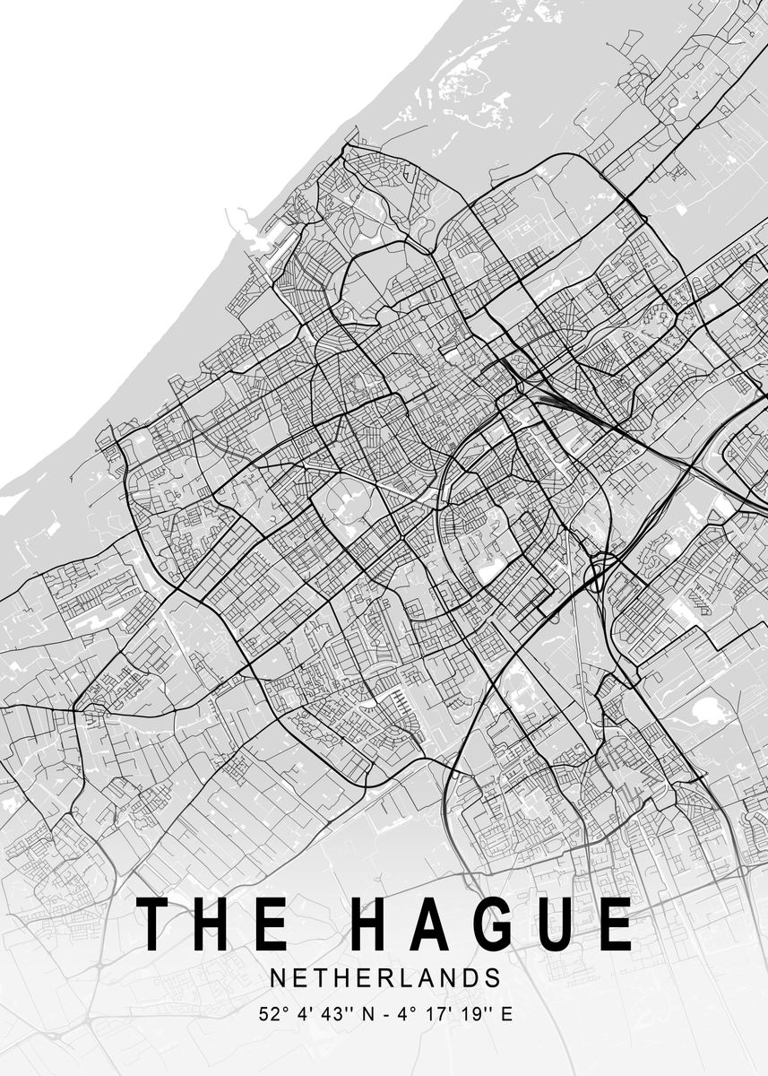 'The Hague Light City Map' Poster, picture, metal print, paint by ...