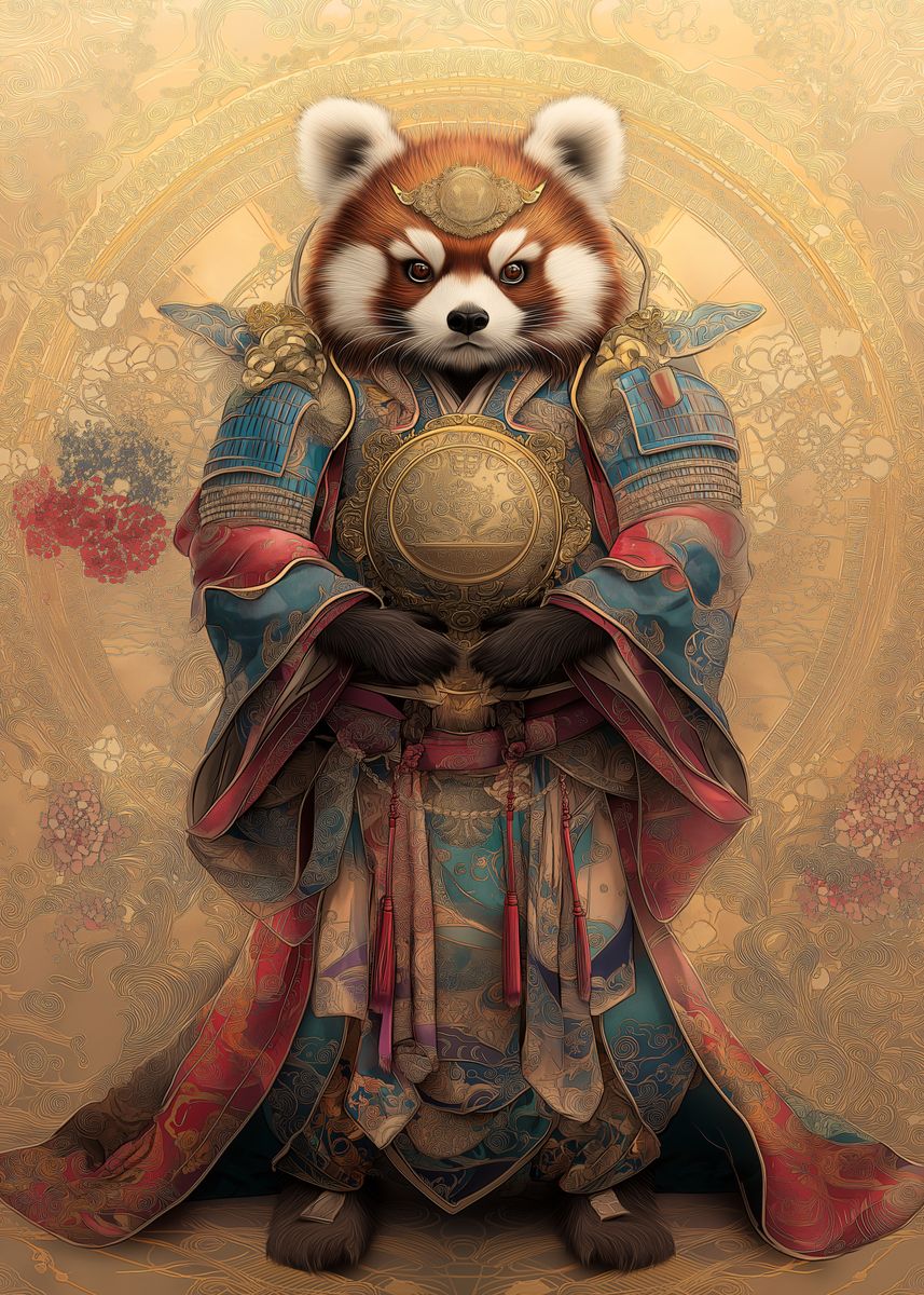 'Red Panda Samurai' Poster, picture, metal print, paint by Eo Designs ...