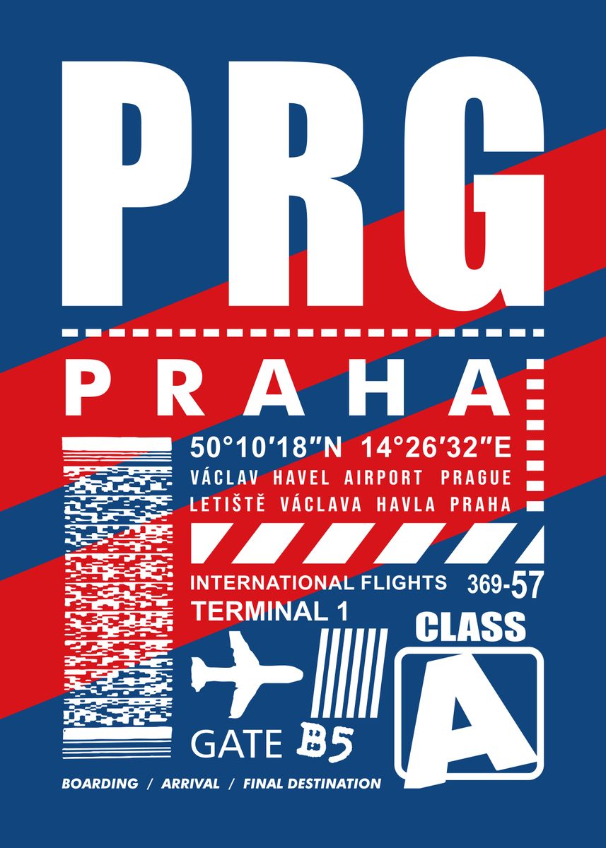 'PRG Prague Airport' Poster, picture, metal print, paint by ALMA Studio ...
