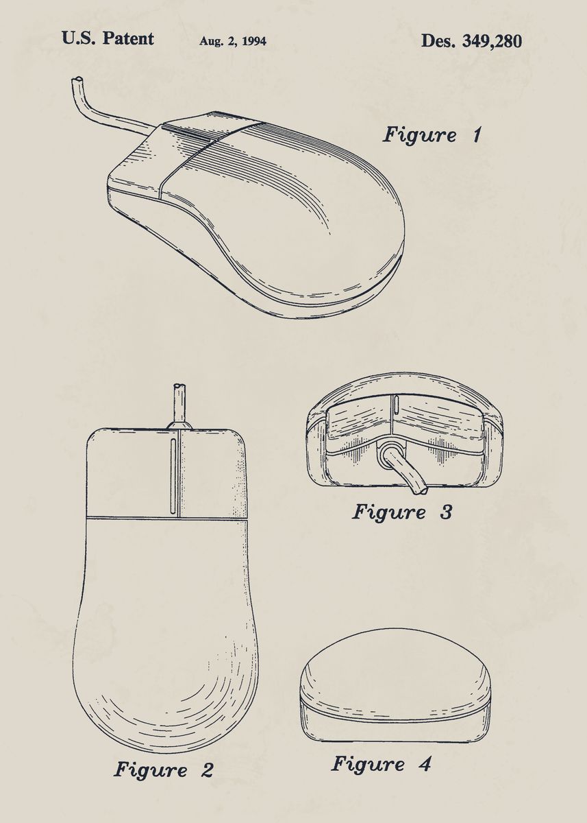 'Computer Mouse Patent' Poster, picture, metal print, paint by ...