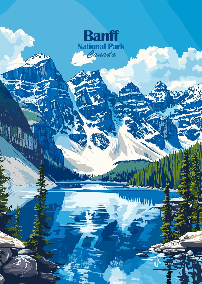 'Banff National Park Poster' Poster, picture, metal print, paint by ...