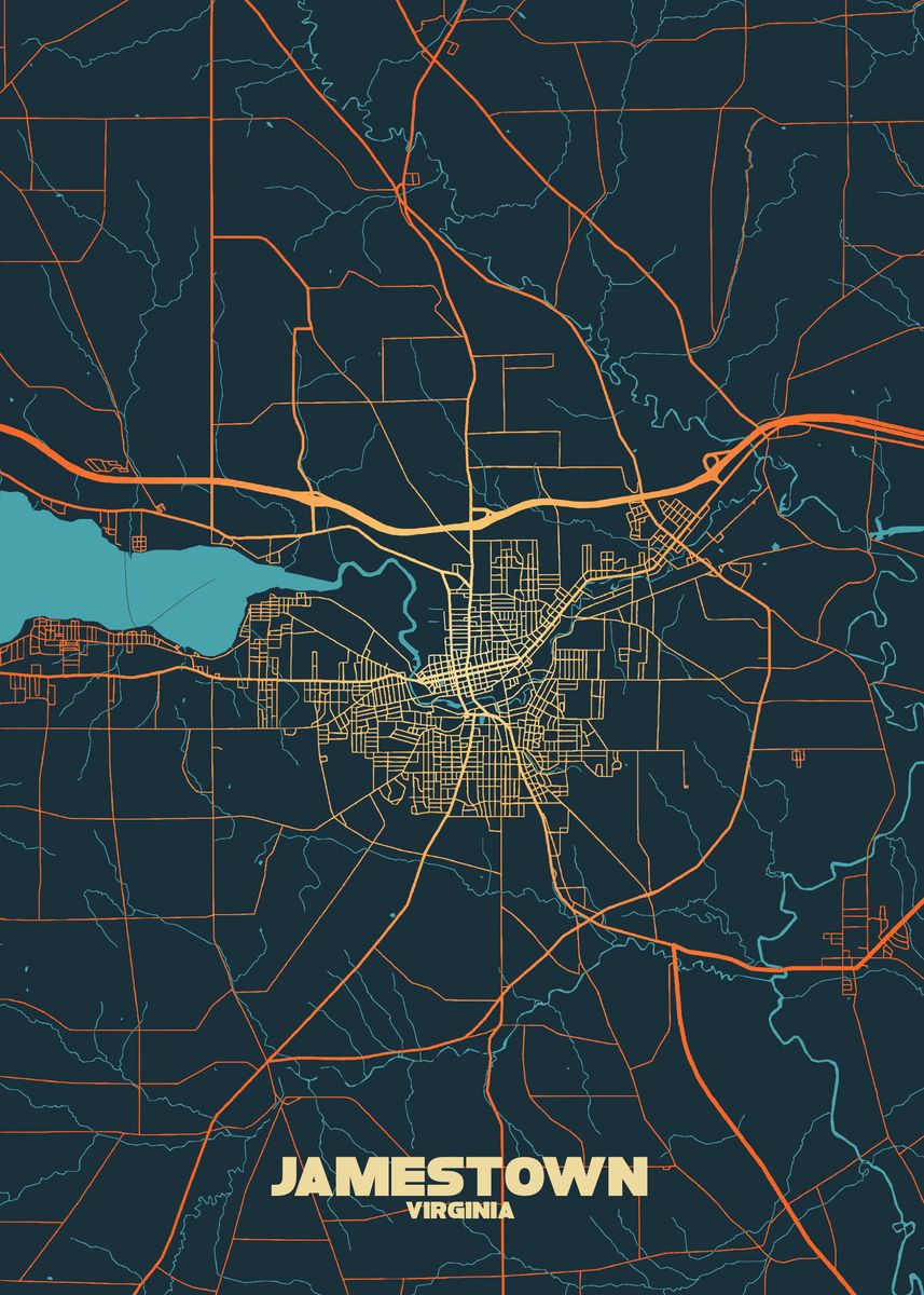 'Jamestown Virginia Map' Poster, picture, metal print, paint by Ibrohim ...