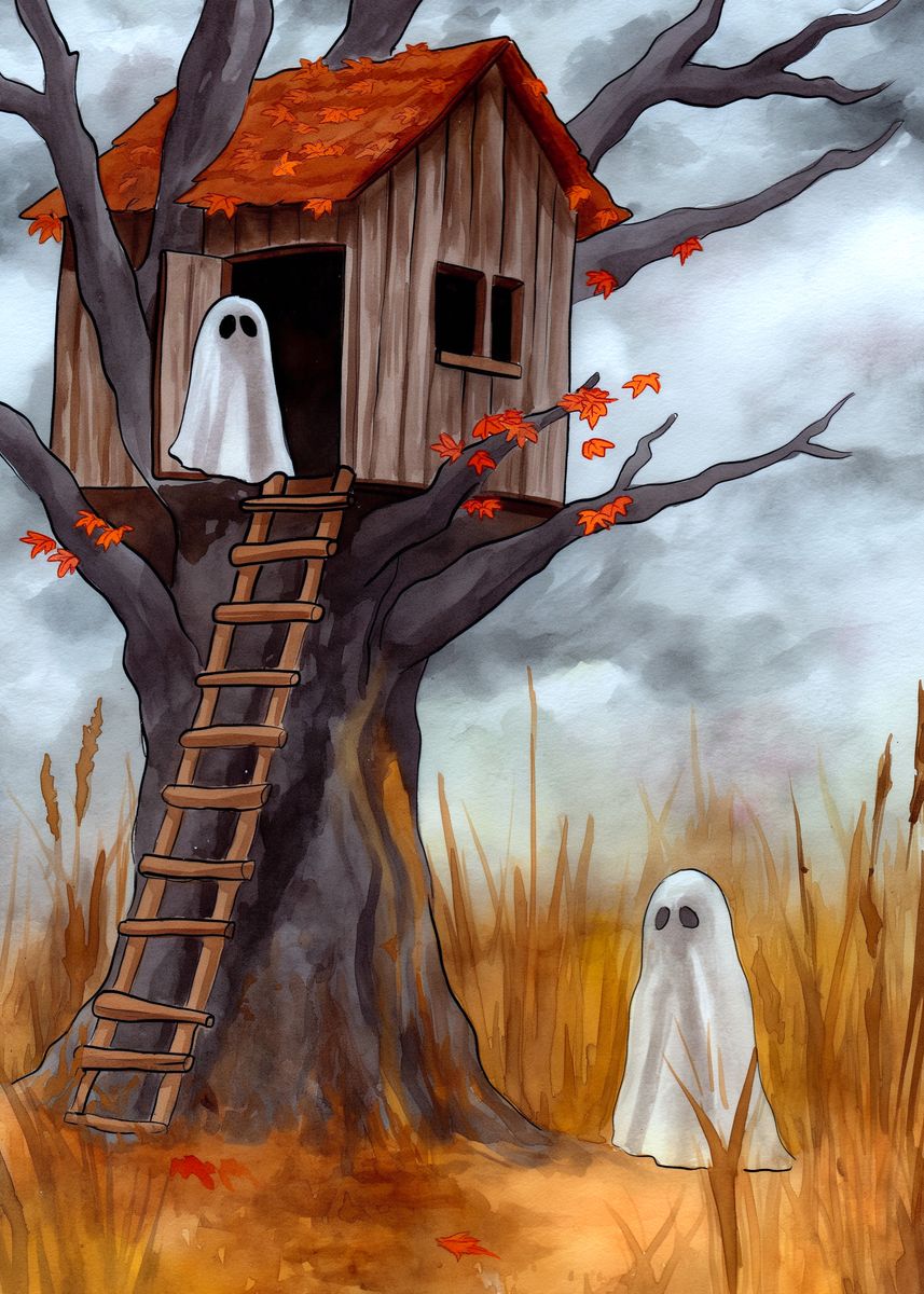 'Spooky Treehouse' Poster, picture, metal print, paint by Virtual Vitas ...