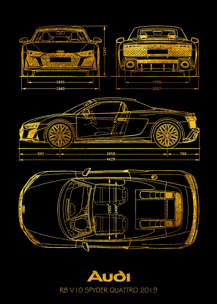 'Audi R8 V10 Spyder Quattro 2019' Poster, picture, metal print, paint ...