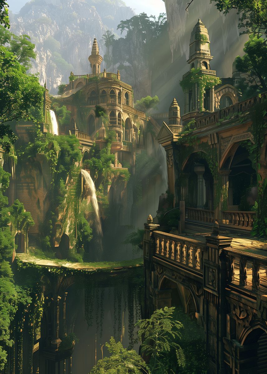 'Ancient Castle In Jungle' Poster, picture, metal print, paint by Frank ...