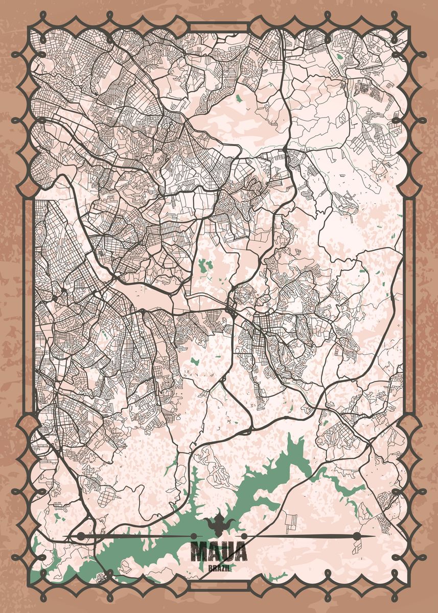 'Map of Mauá, Brazil' Poster, picture, metal print, paint by DE Maps ...