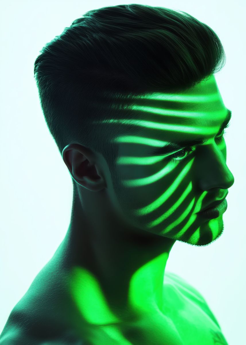 'Green Light Portrait' Poster, picture, metal print, paint by Kitty ...