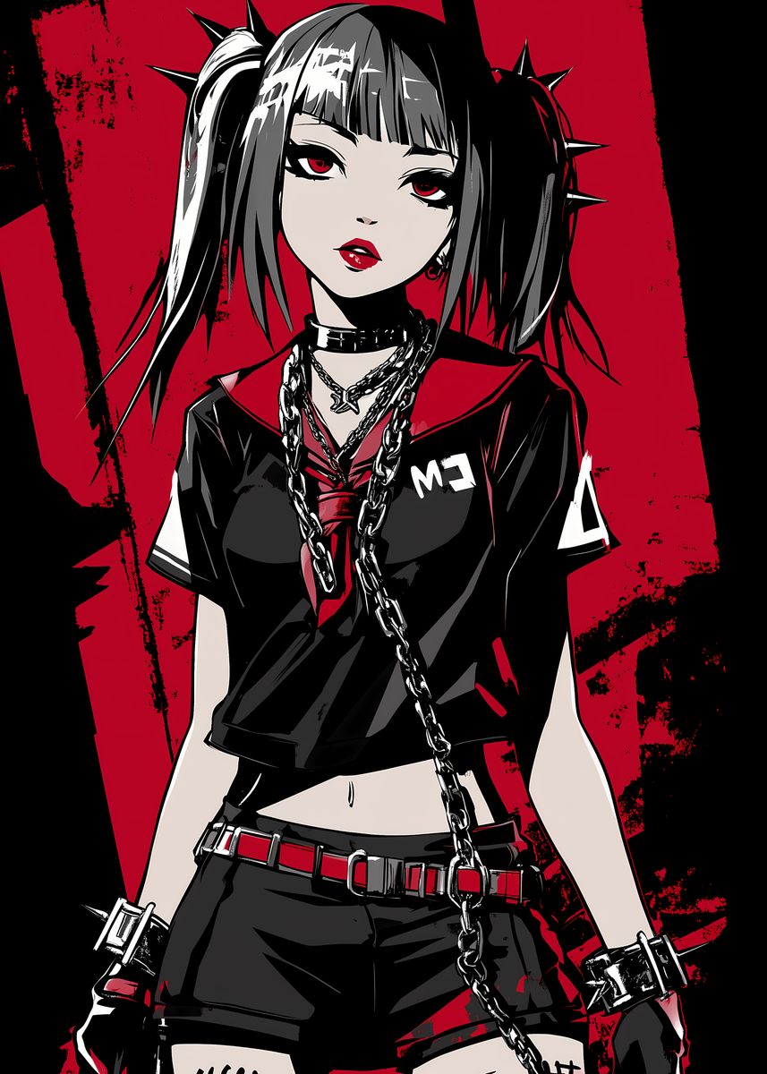 'Punk Anime Girl' Poster, picture, metal print, paint by Rick E Design ...