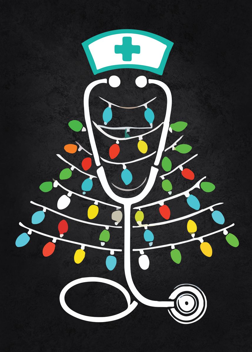 'Christmas Tree Nurse - Festive Holiday Stethoscope' Poster, picture ...