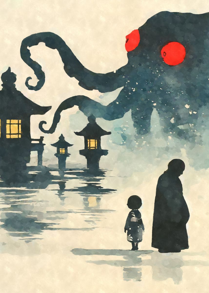 'Akkorokamui Kraken Yokai' Poster, picture, metal print, paint by ...