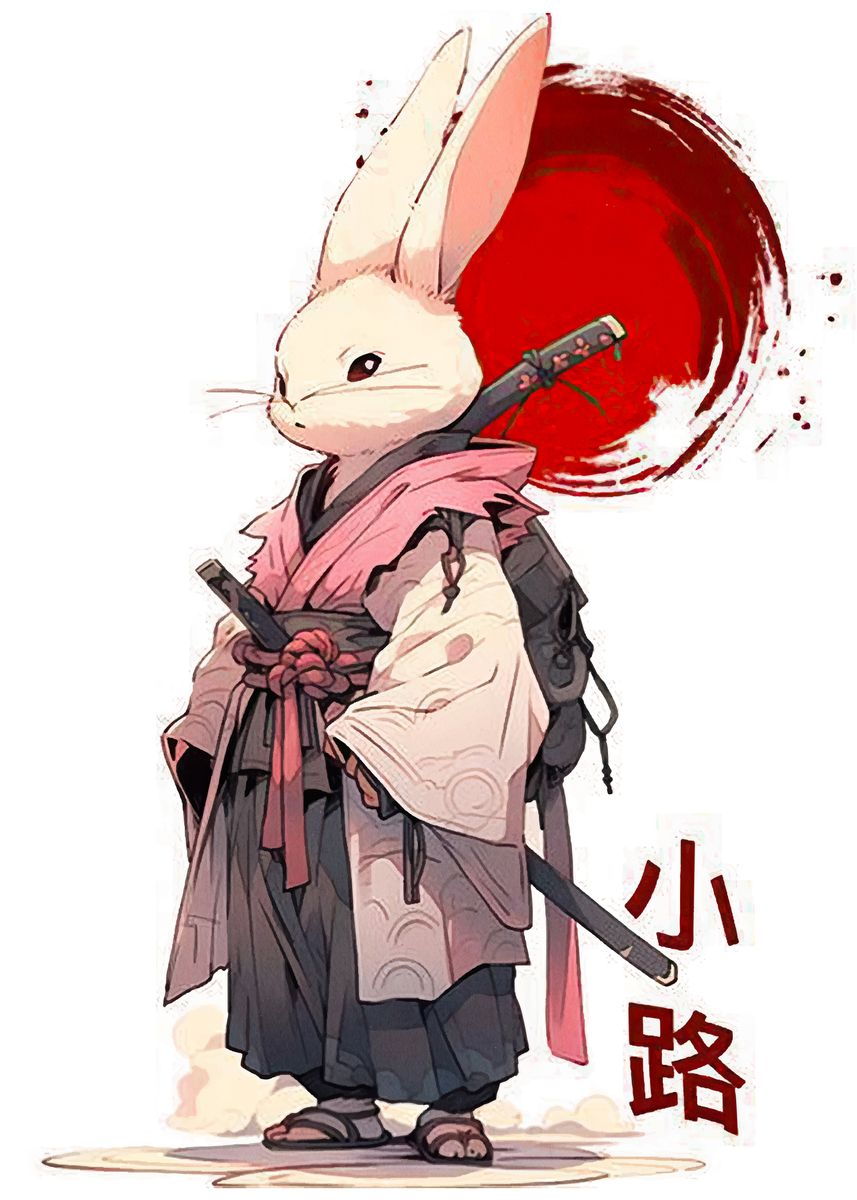 'Samurai Rabbit' Poster, picture, metal print, paint by ...