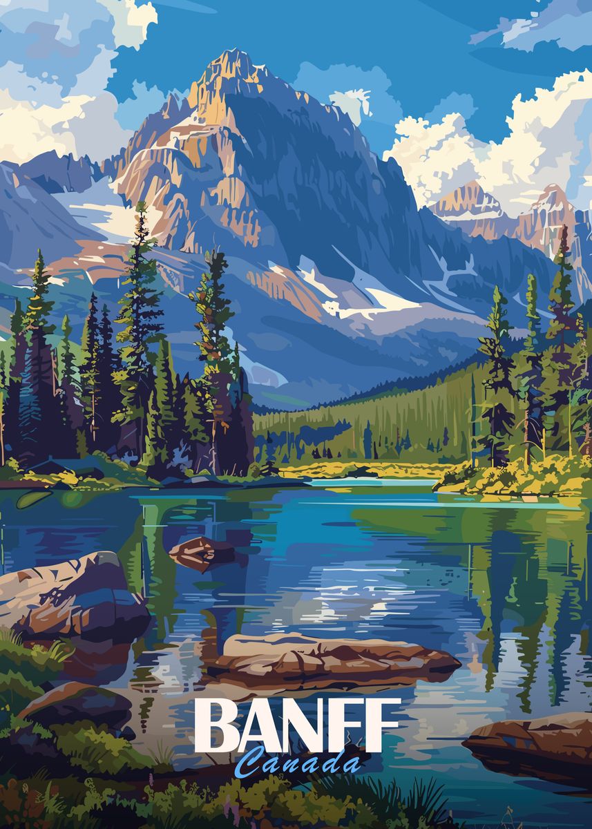 'Banff National Park Poster' Poster, picture, metal print, paint by ...