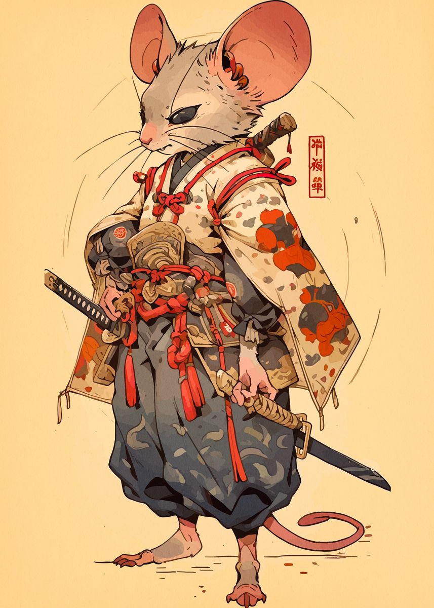 'Samurai Mouse' Poster, picture, metal print, paint by RukhsarFrame5423 ...