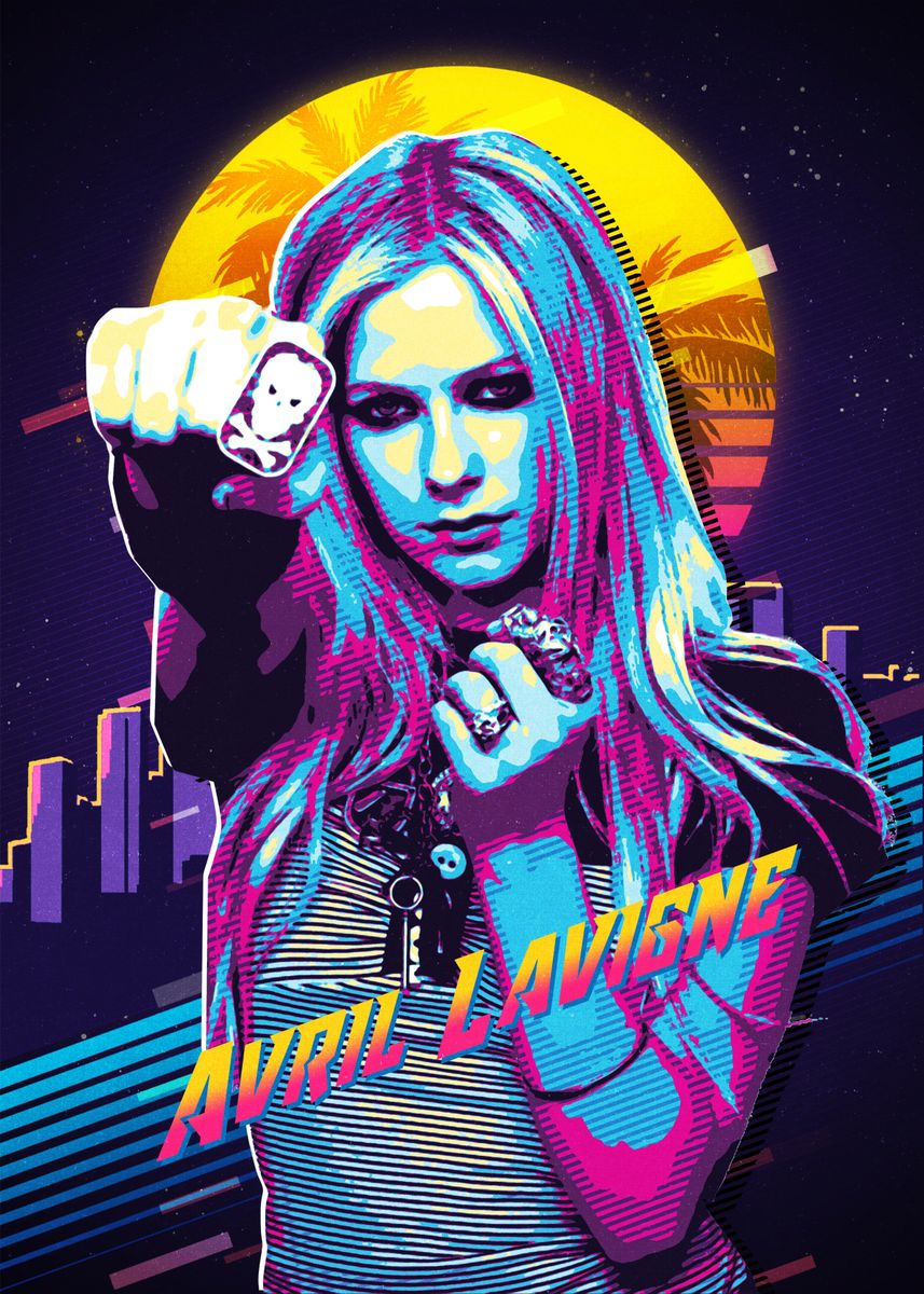 'Avril Lavigne Retro Art' Poster, picture, metal print, paint by ...