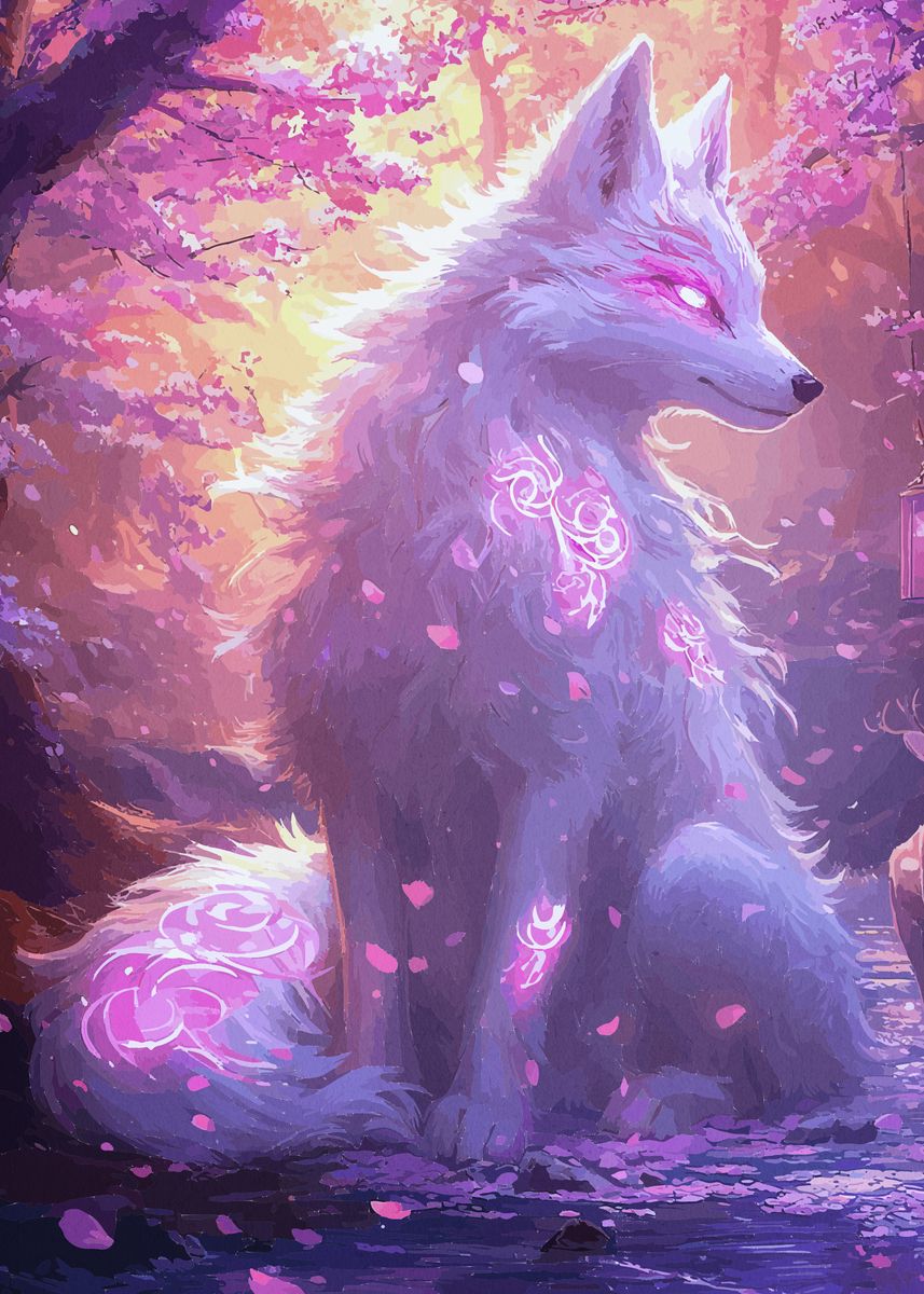 'Mystical White Wolf' Poster, picture, metal print, paint by ...