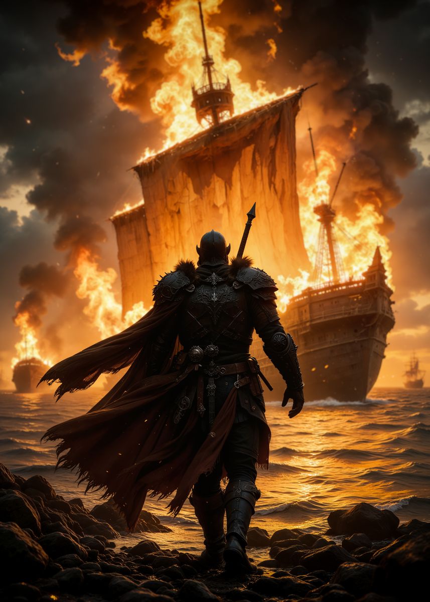 'Lone Viking' Poster, picture, metal print, paint by DervlexArt | Displate