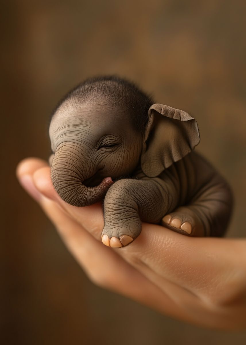'Sleeping Baby Elephant' Poster, picture, metal print, paint by Eo ...