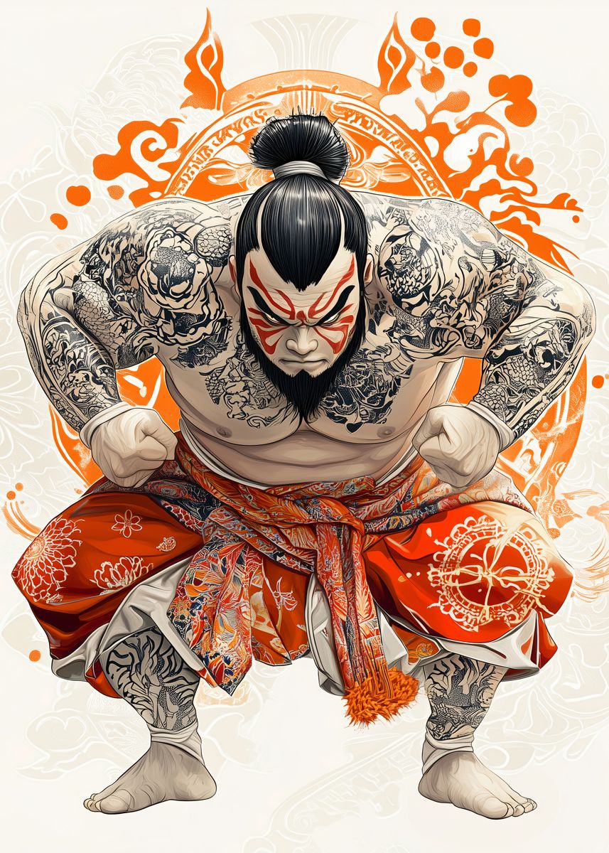 'Tattooed Sumo Wrestler' Poster, picture, metal print, paint by Eo ...