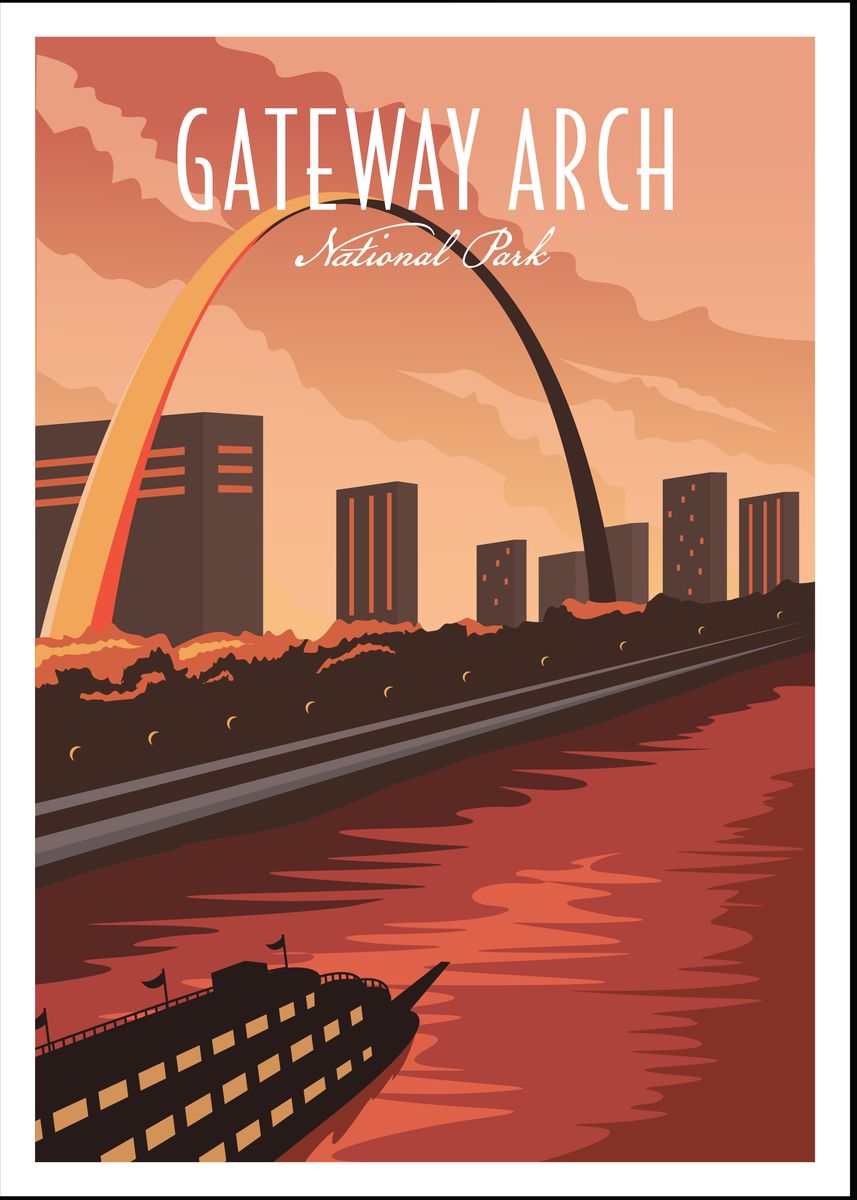 'Gateway Arch National Park' Poster, picture, metal print, paint by ...