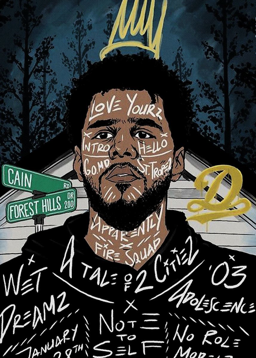 'J. Cole Collage' Poster, picture, metal print, paint by | Displate