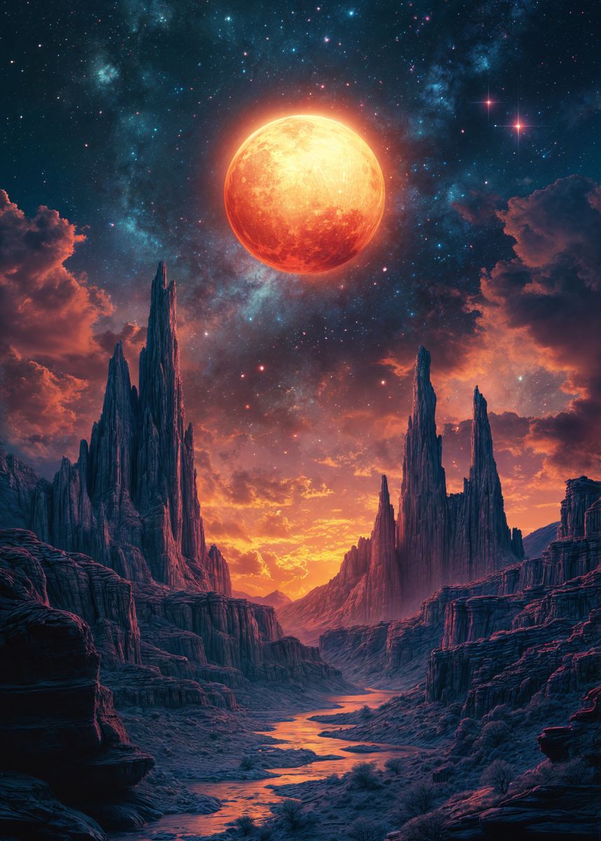 'Alien Canyon Sunset' Poster, picture, metal print, paint by shakes ...