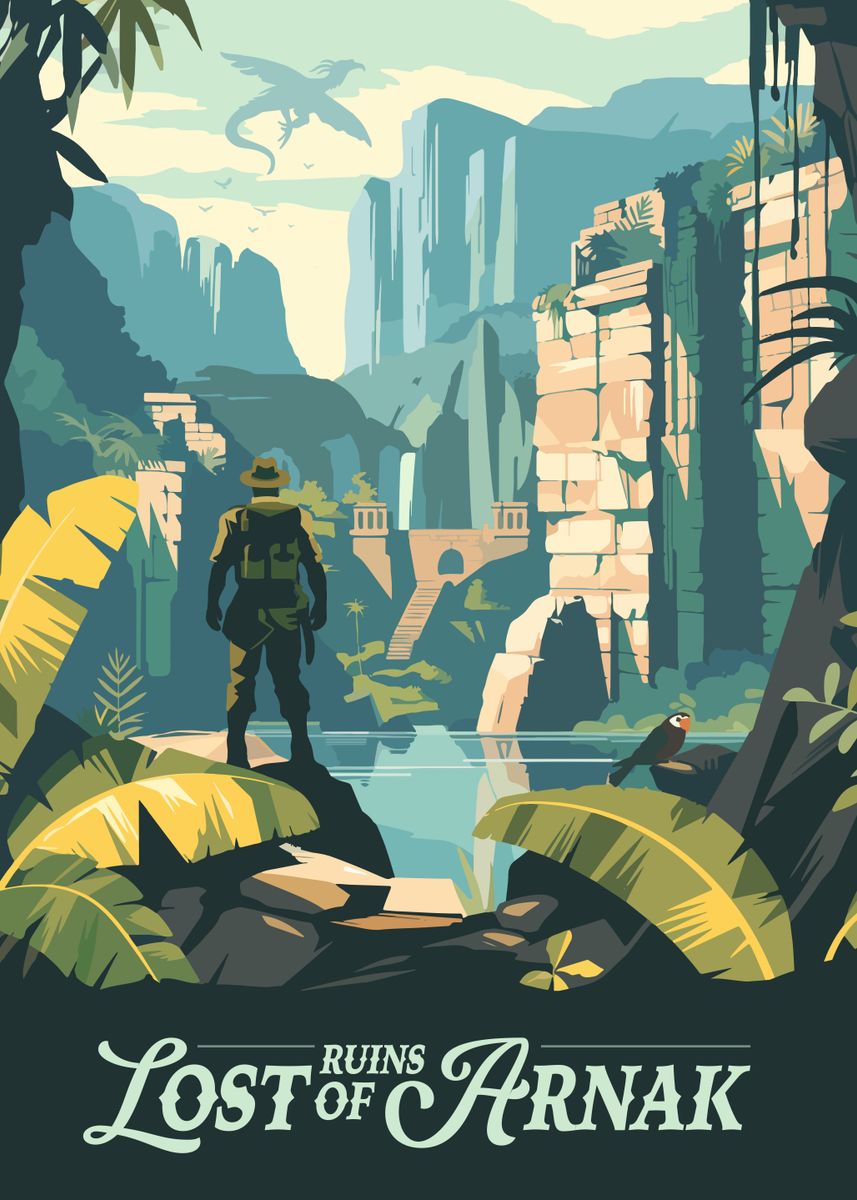 'Lost Ruins of Arnak Board Game Inspired Illustration Poster' Poster ...