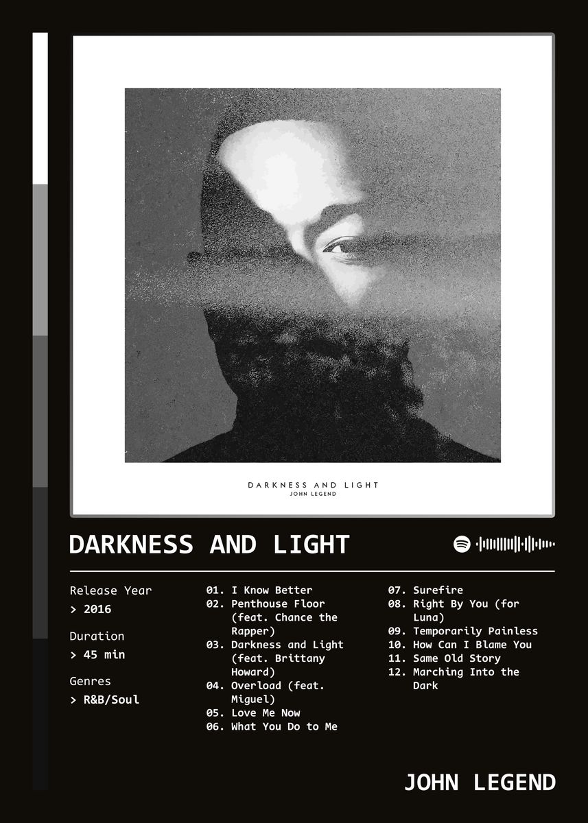 'DARKNESS AND LIGHT (2016) Album by John Legend' Poster, picture, metal ...