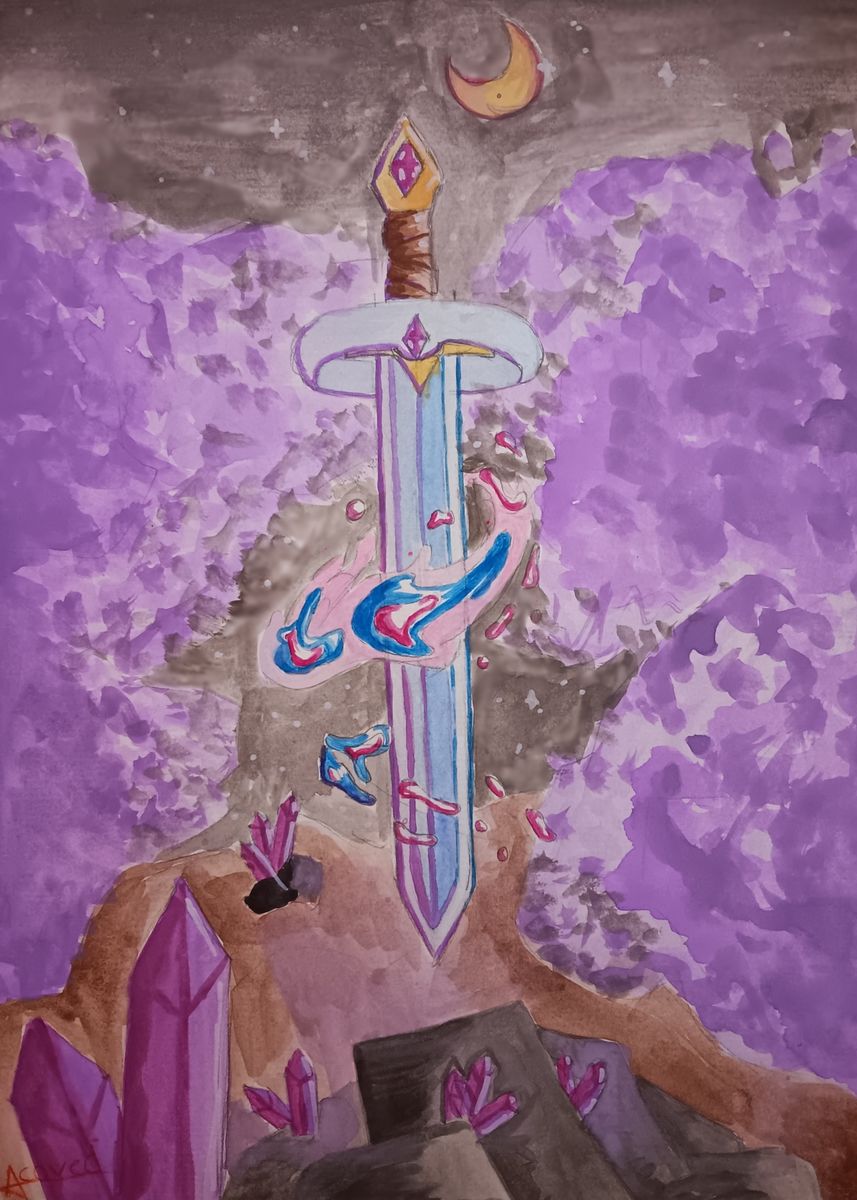 'Blue Fantasy Sword' Poster, picture, metal print, paint by Acoved ...